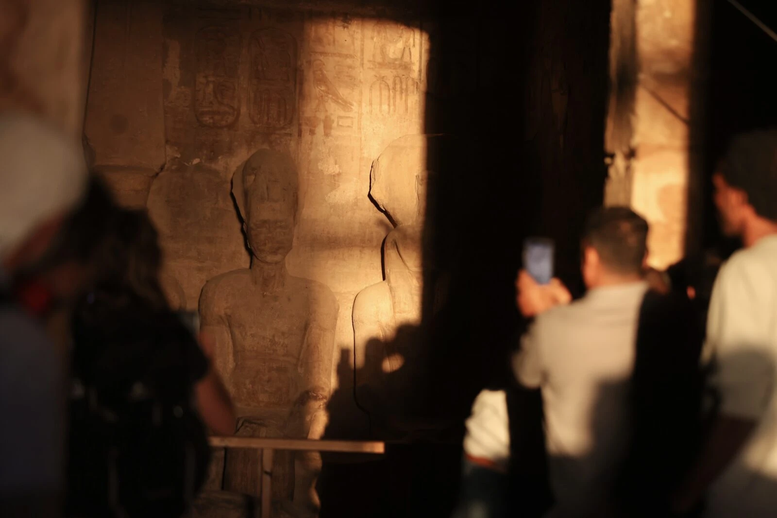 Sun illuminates statue of Pharaoh Ramses II in Egypt during rare ...