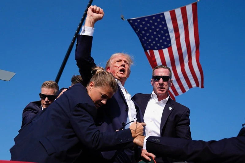 Donald Trump shot in ear during assassination attempt on live broadcast ...